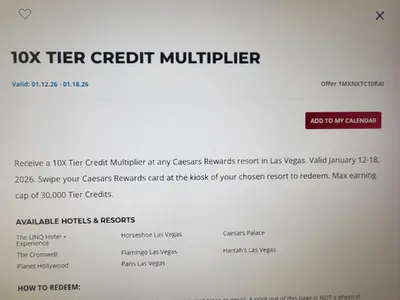 2026 CET Tier Credit Multipliers | Vegas Message Board
